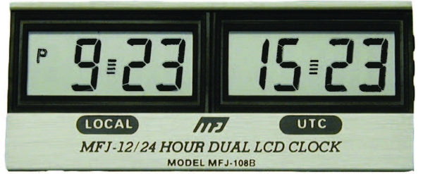 MFJ-108B, CLOCK, LCD 24/12 HOUR DUAL CLOCK | MFJ Enterprises Inc