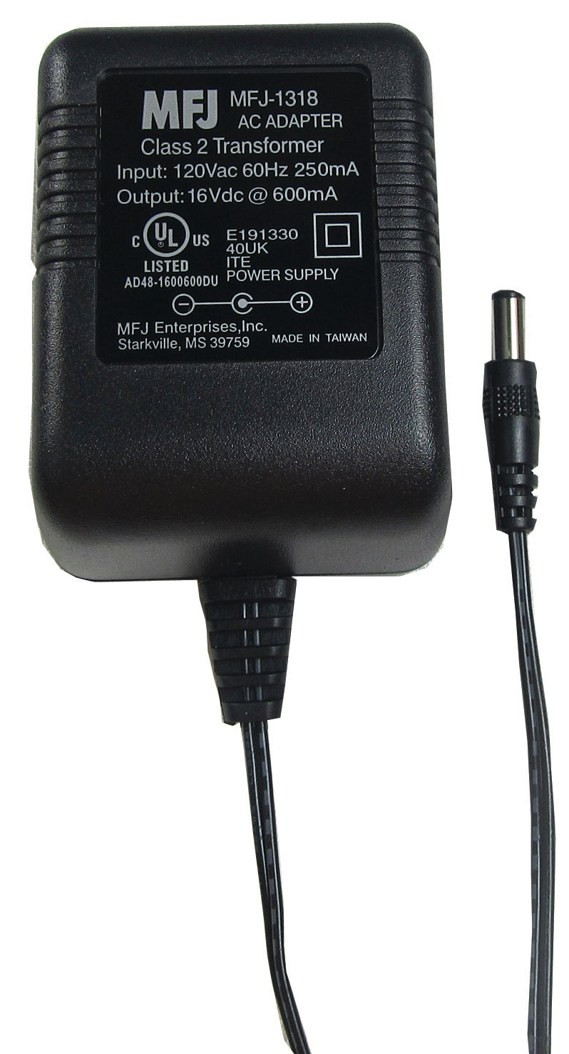 MFJ-1318, AC ADAPTOR, 16VDC, 600MA, 279 | MFJ Enterprises Inc